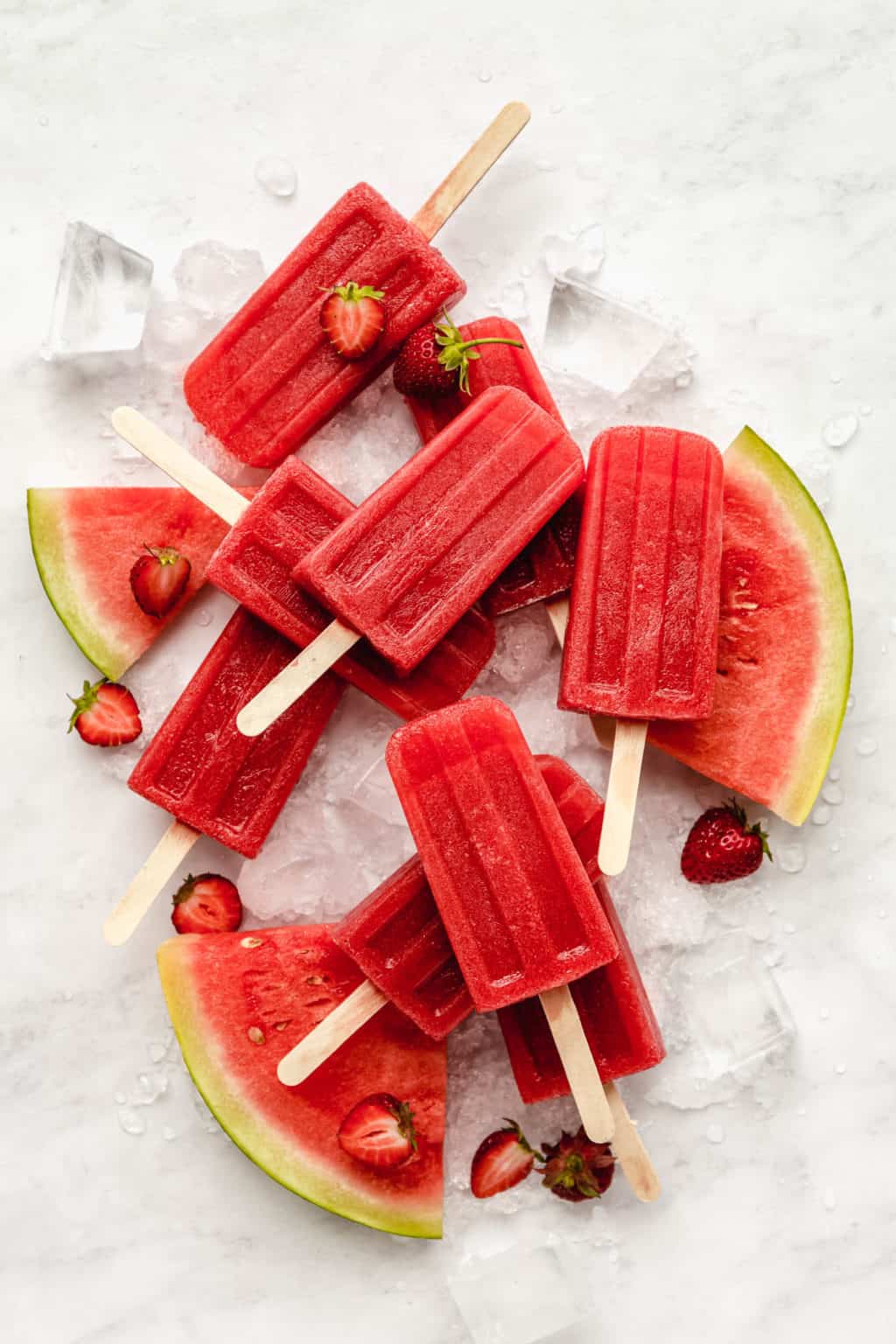 Strawberry Watermelon Popsicles - Choosing Chia